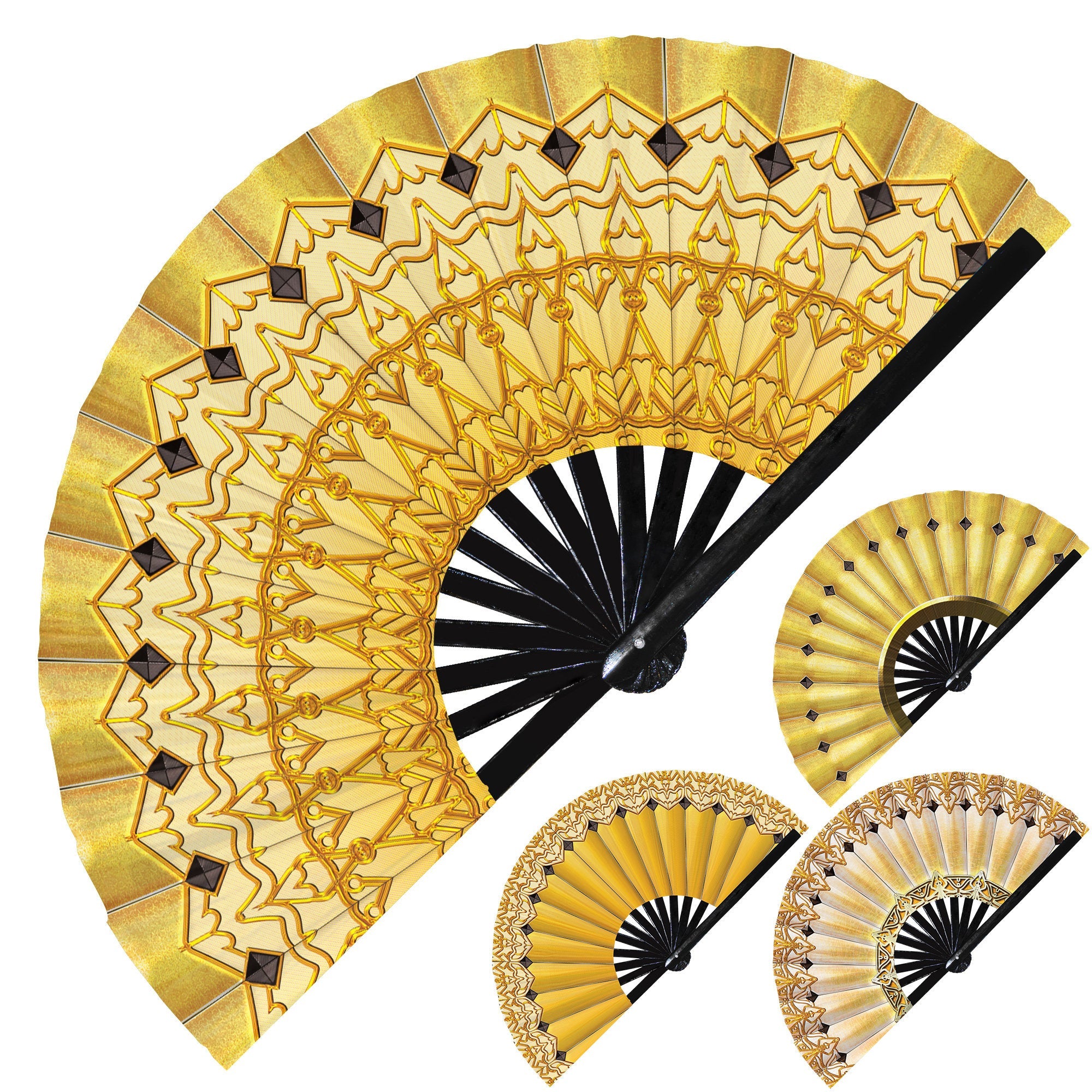 Yellow Hand Fan Cosplay