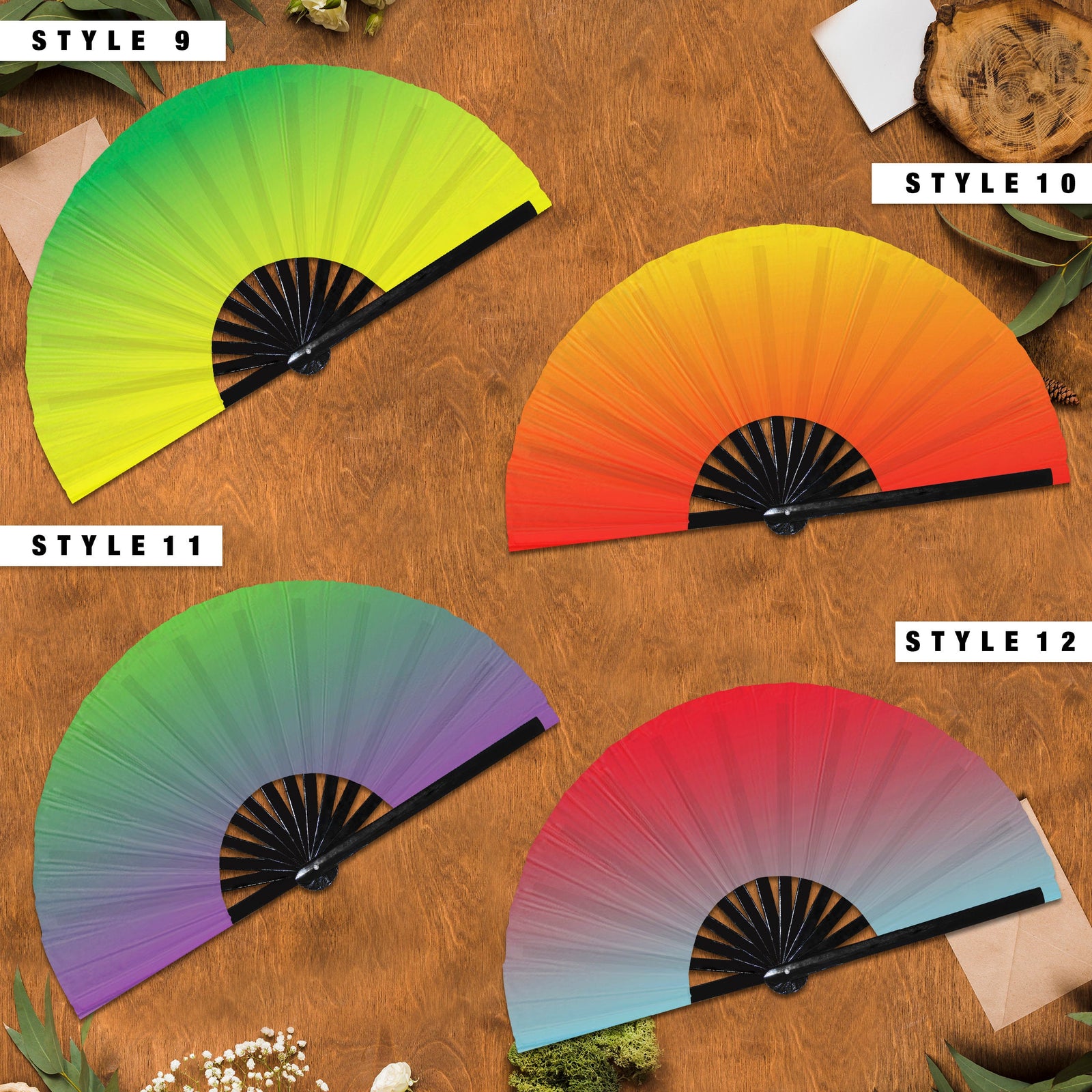 Gradient Color Bamboo Hand Fan